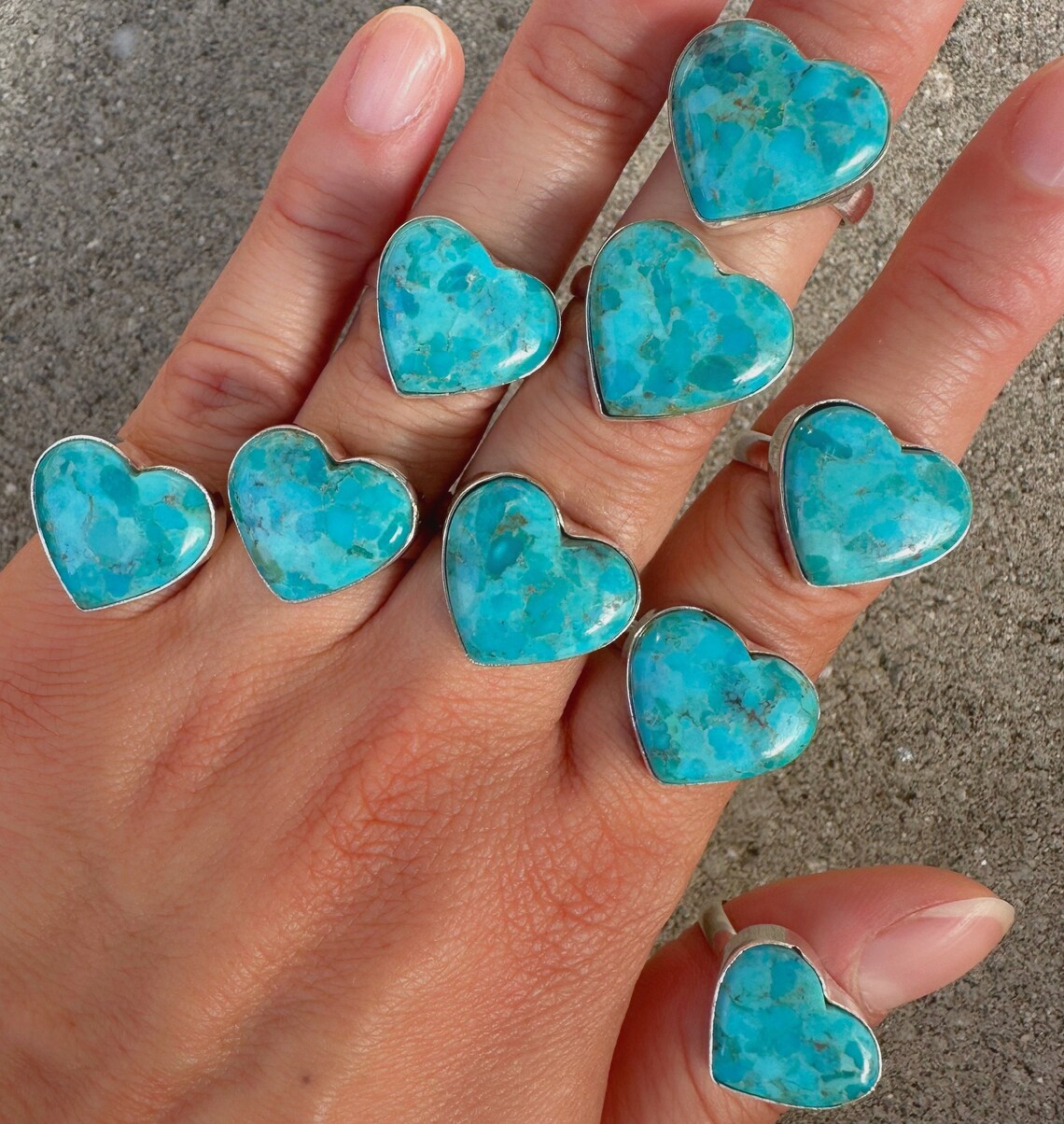 Turquoise Silver Heart Ring // Turquoise Heart Ring // Heart Ring ...