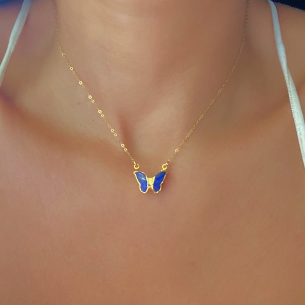Lapis Butterfly Necklace - Etsy