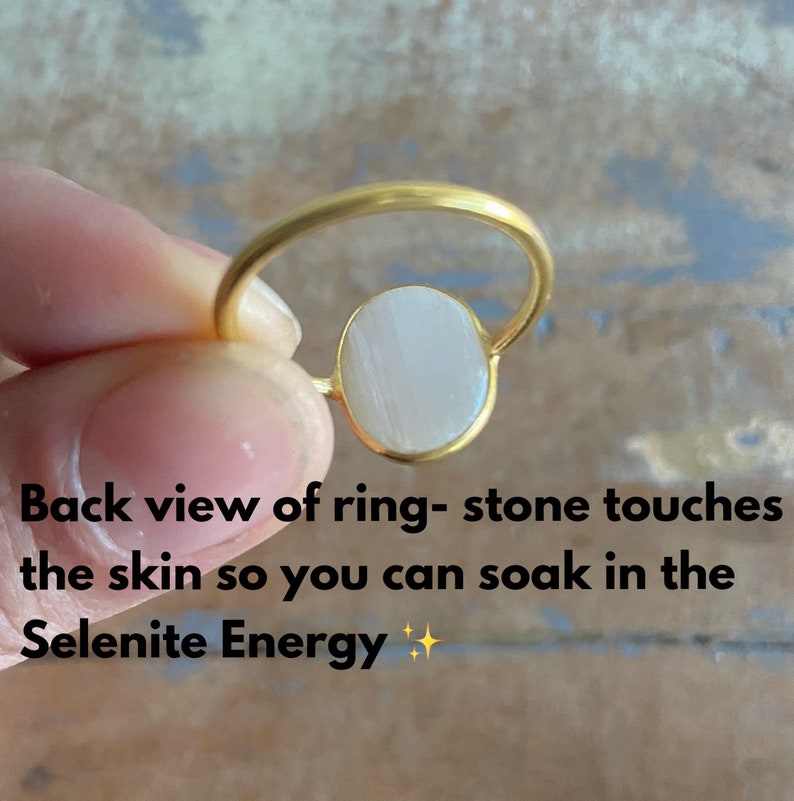 Selenite Gold Ring // Selenite Ring // Selenite Oval Ring // - Etsy