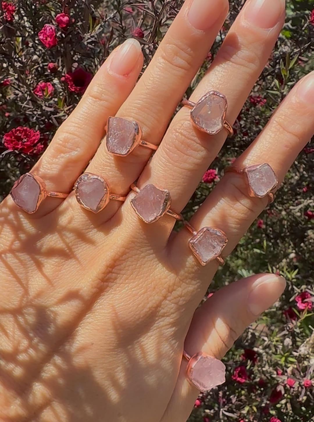 Rose Quartz Copper Ring // Rose Quartz Ring // Rose Quartz Raw Ring ...