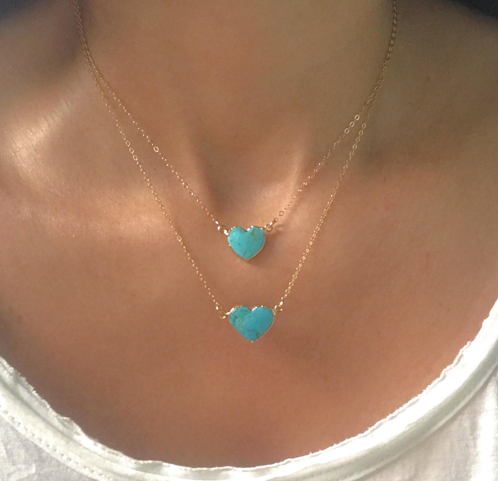 Turquoise Heart Gold Necklace // Turquoise Heart Necklace // - Etsy