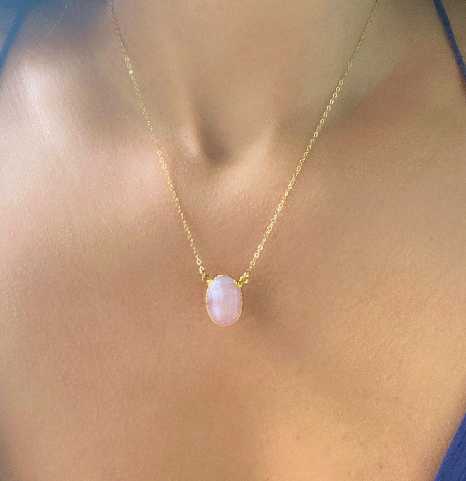 Rose Quartz Necklace // Rose Quartz Gold Necklace // Rose | Etsy