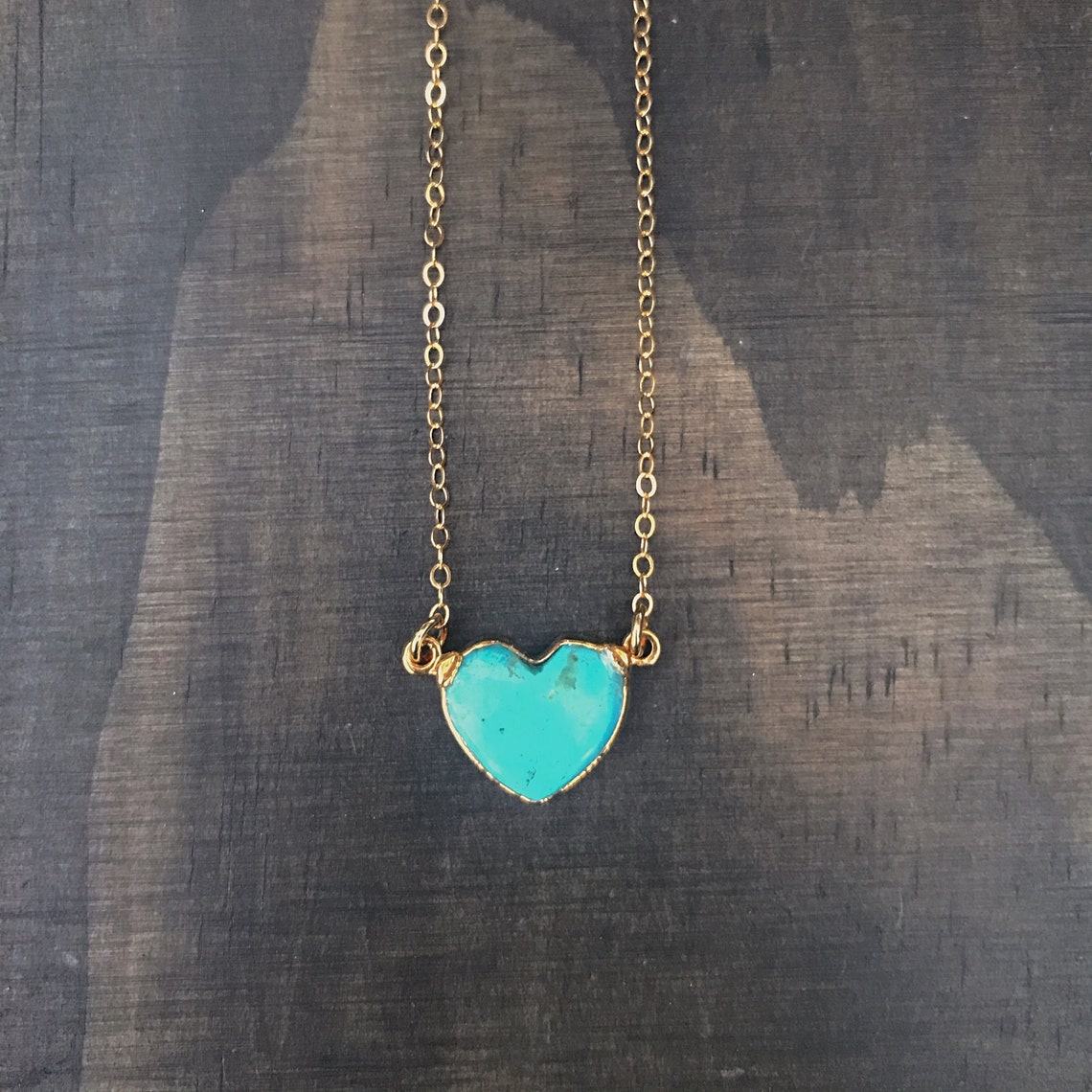 Turquoise Heart Gold Necklace // Turquoise Heart Necklace // - Etsy
