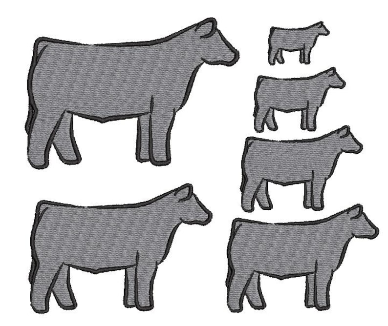 Steer Cow Embroidery Design Mini Through Large, Multiple Sizes, Outline ...