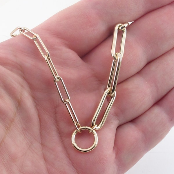 Yellow Gold Charm Paperclip Necklace - Etsy