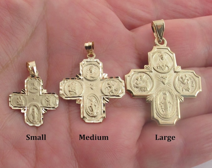 Italian Five Way Cross, Four Way Cross, Religious Cross, 14k Gold ...