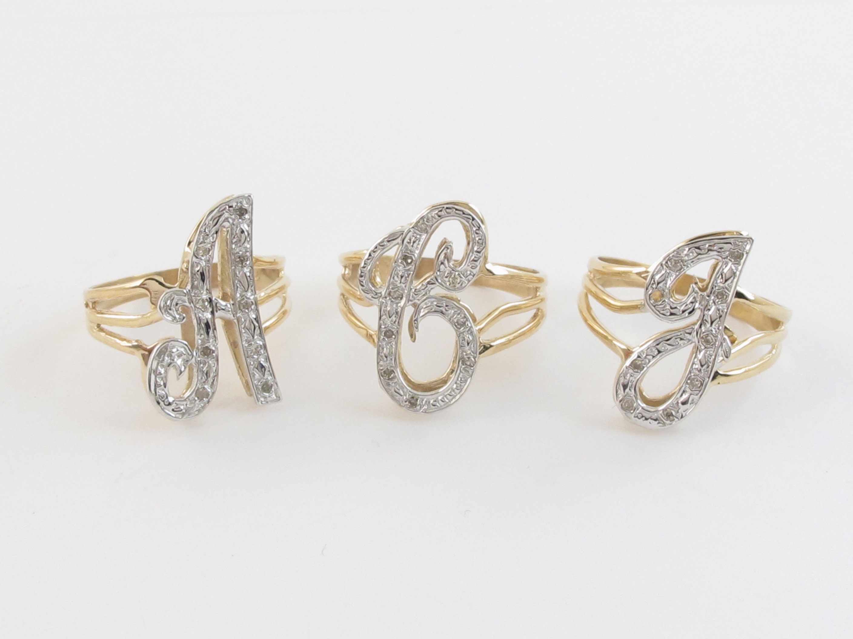 14k Yellow Gold Diamond Initial Letter Ring Available - Etsy Australia
