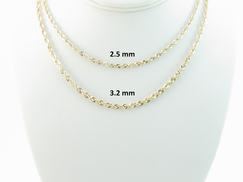 10k Yellow Gold Diamond Cut Rope Chain 16 24 1.5 - Etsy