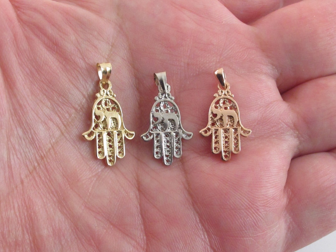 14k Gold Children's Hamsa Charm Pendant: Jewish Hand of God - Etsy