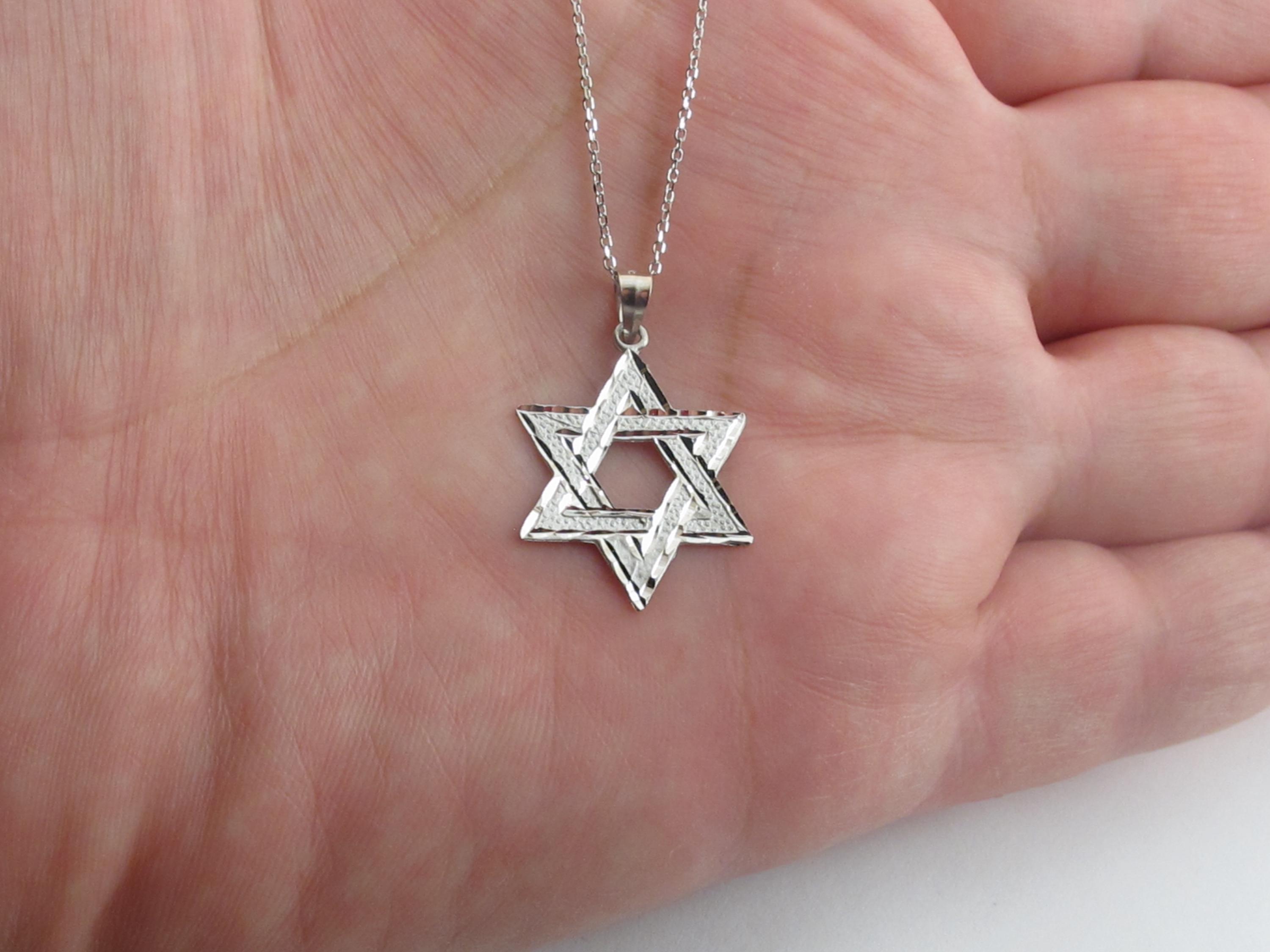 14k Solid Gold Star of David Pendant Necklace - Yellow or White Gold - Etsy