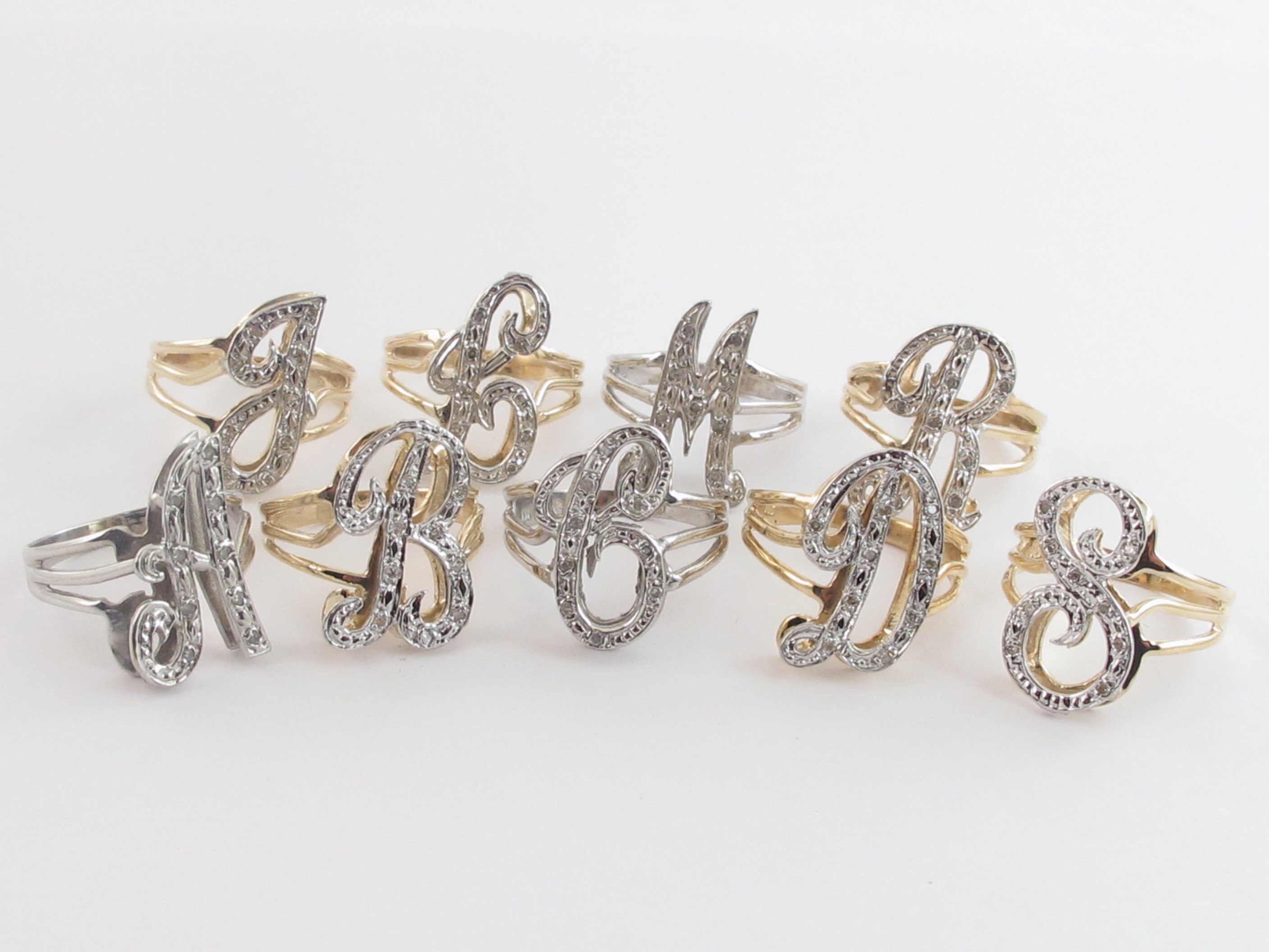 14k Yellow Gold Diamond Initial Letter Ring Available - Etsy Australia