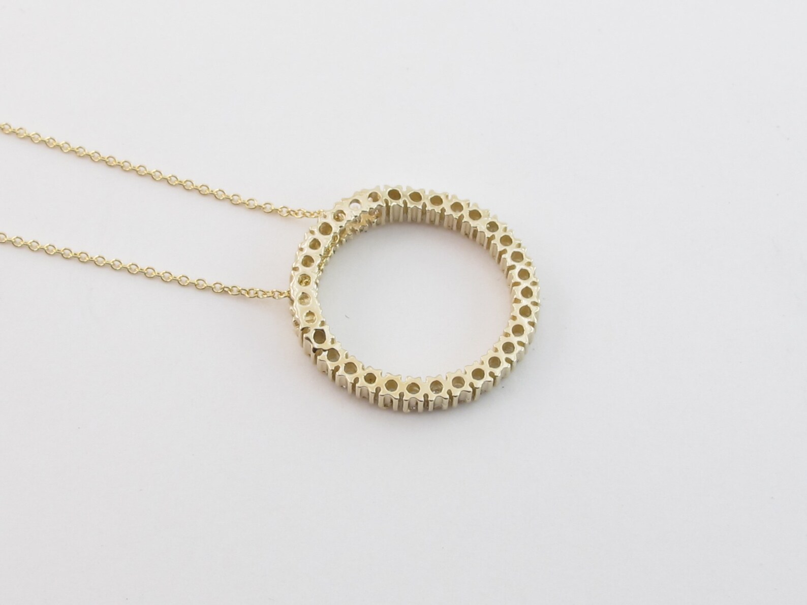 14k Yellow Gold Eternity Circle of Life Diamond Necklace 16" 18" 20" - Etsy