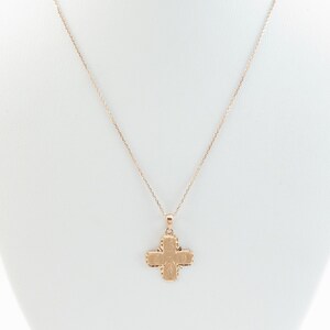 14k Solid Rose Gold 4 Way Saints Cross Charm Pendant Necklace 16", 18 ...
