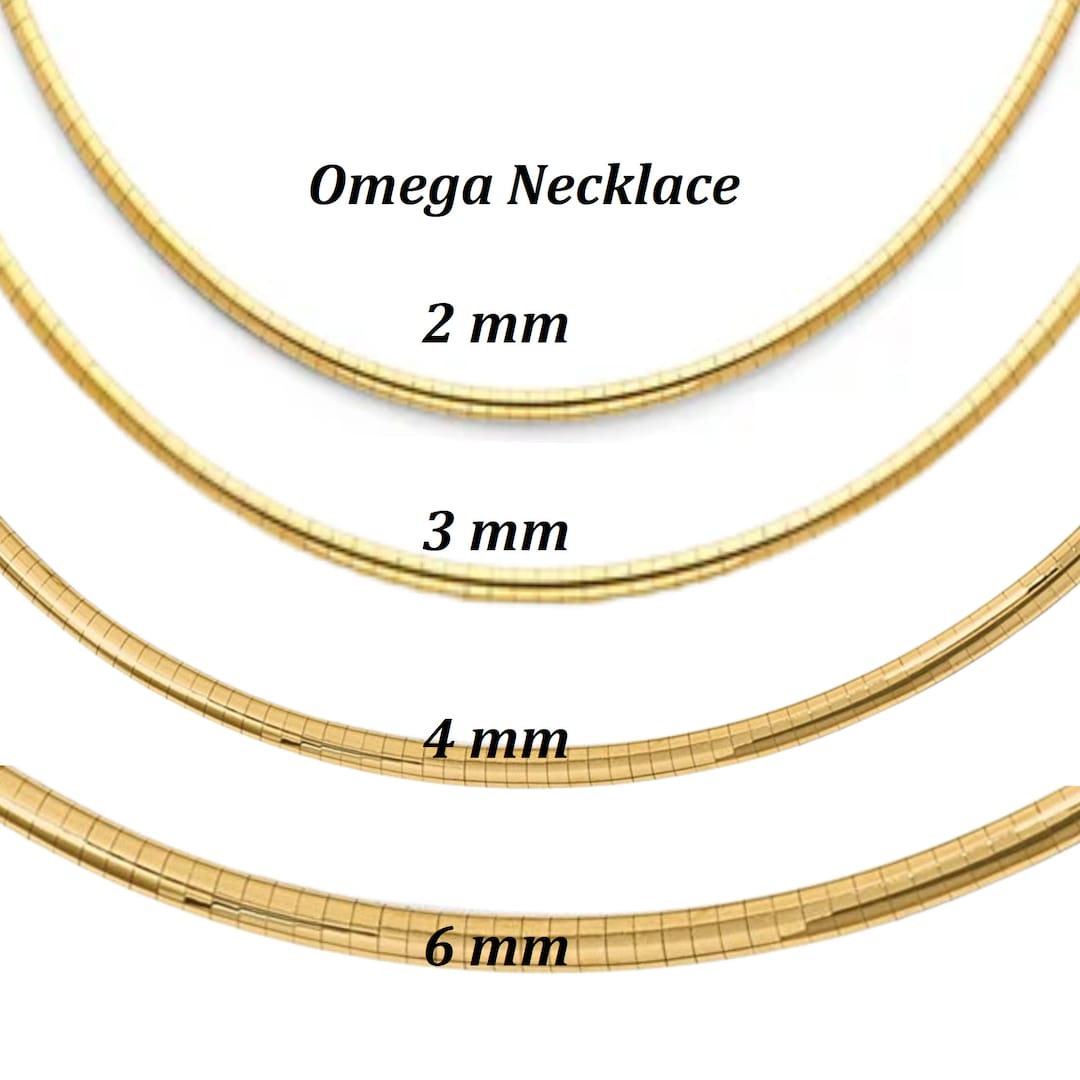 14k Yellow Gold Omega Necklace: ( 1.0 Mm to 6 Mm ) - Etsy