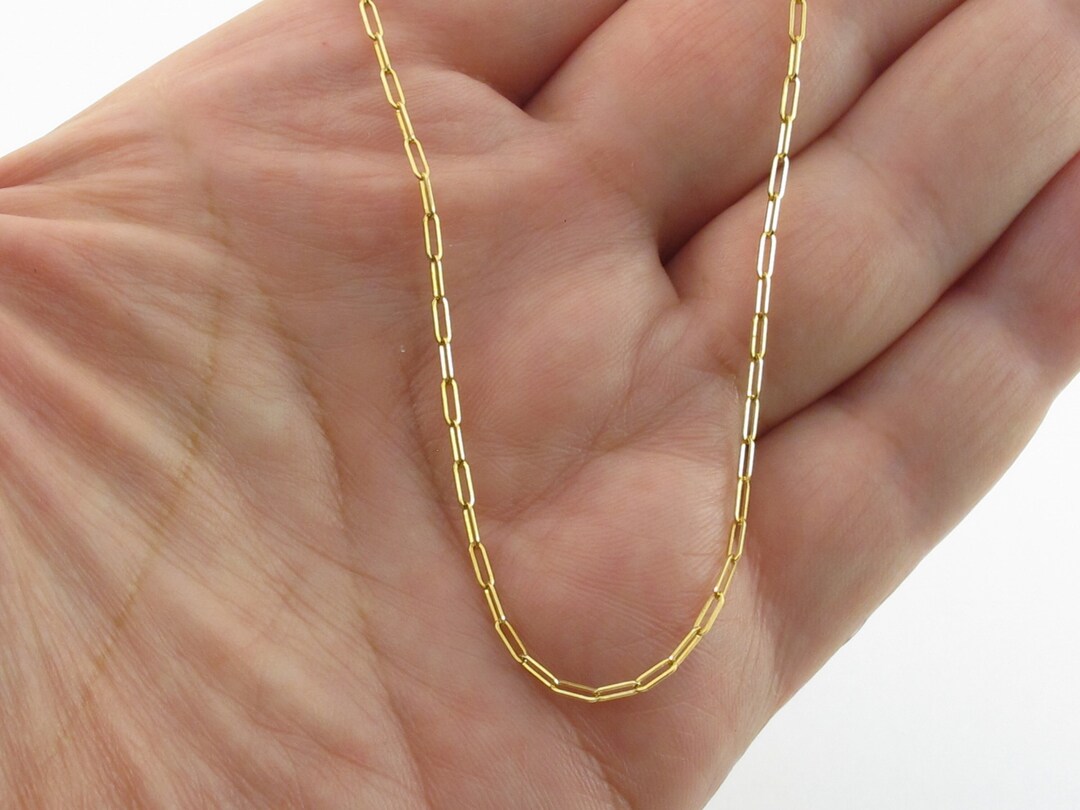 14k Solid Yellow Gold Paperclip Ankle Bracelet 10" - Etsy
