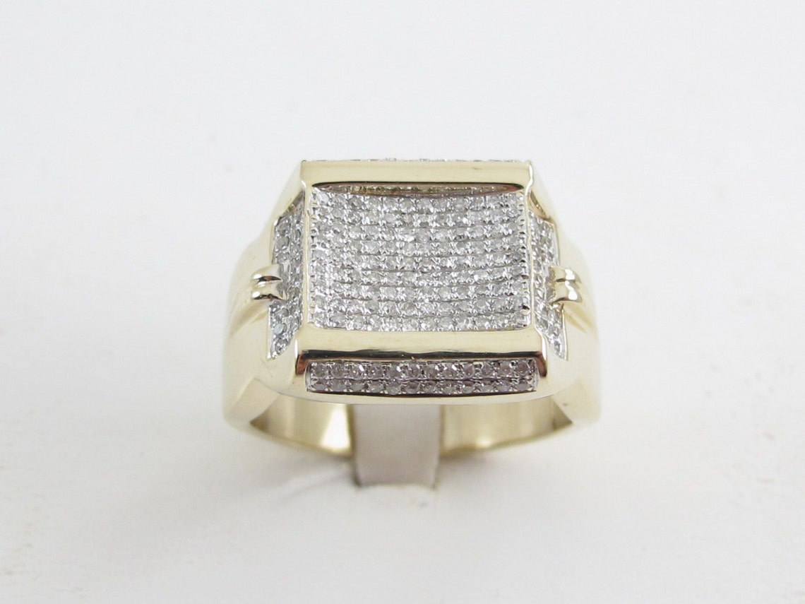 10K Yellow Gold Men's Diamond Ring Elegant Ring With - Etsy