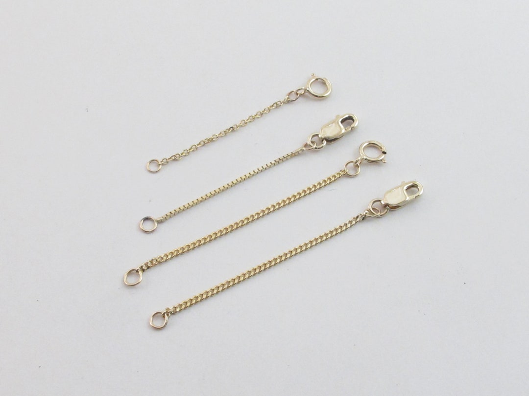 14k Solid Yellow Gold Chain Extender: Box, Cable, Gourmette - Etsy
