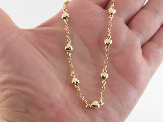 14k Yellow Gold Heart Ankle Bracelet 10 Etsy UK