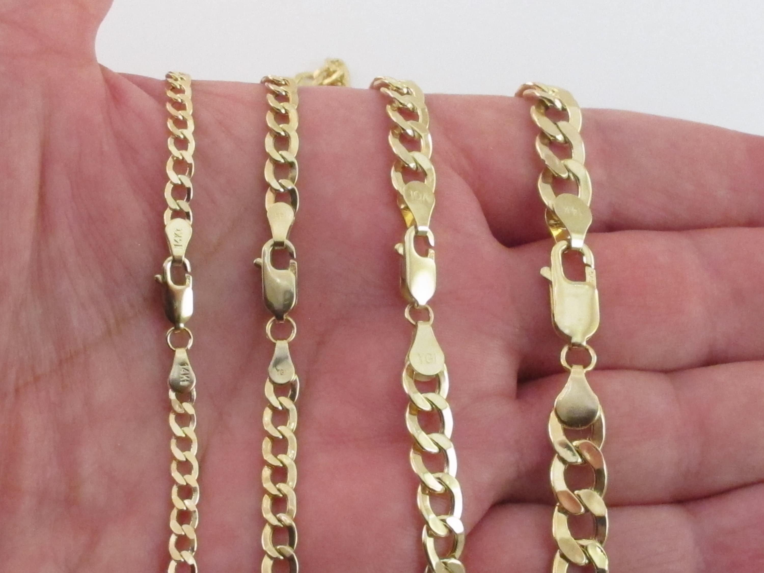 14k Yellow Gold Curb Cuban Link Chain Necklace (16-24 Inch) - Etsy
