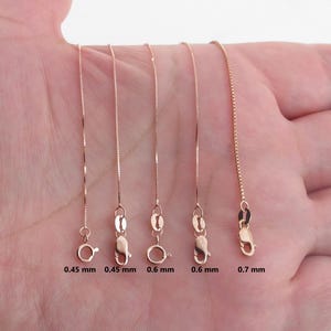 14k Solid Rose Gold Box Chain Necklace: Dainty Shiny Women's Jewelry - Etsy