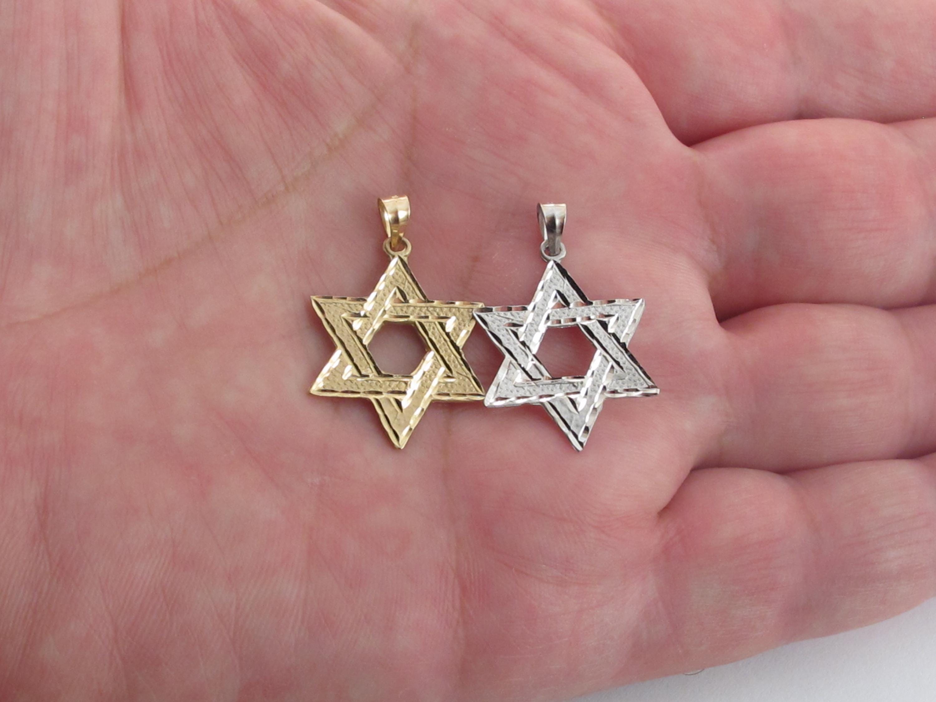 14k Solid Gold Star of David Pendant Necklace - Yellow or White Gold - Etsy