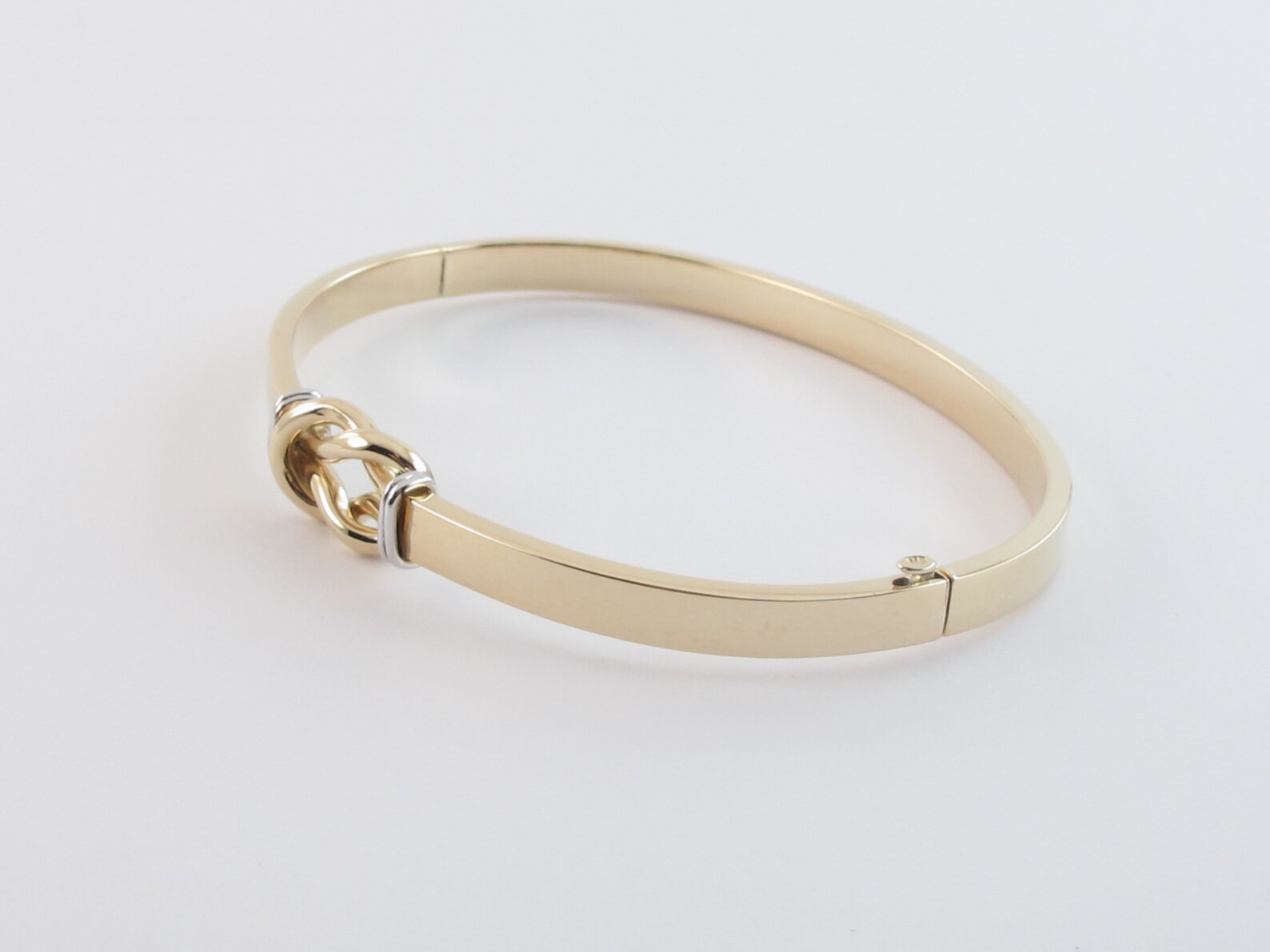 14k Gold Love Knot Bangle Bracelet Stylish Two Tone Bangle | Etsy