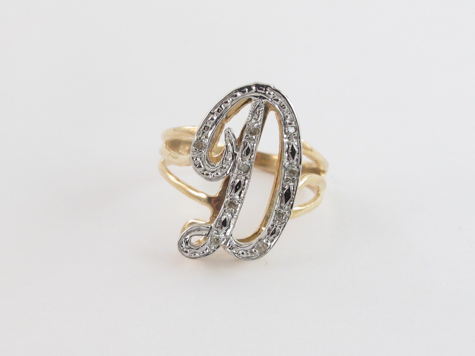 14k Yellow Gold Diamond Initial Letter Ring Available - Etsy