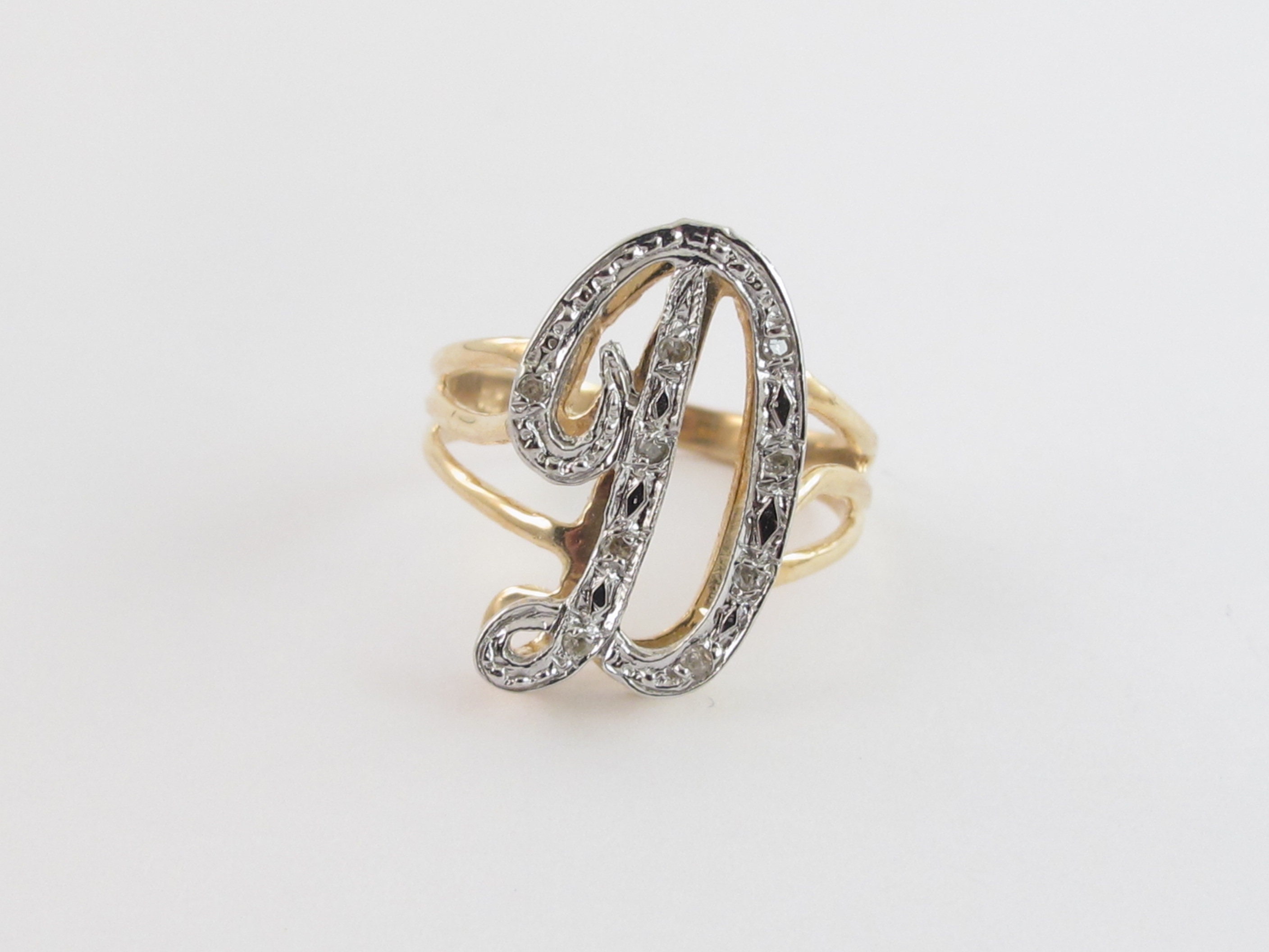 14k Yellow Gold Diamond Initial Letter Ring Available - Etsy Australia