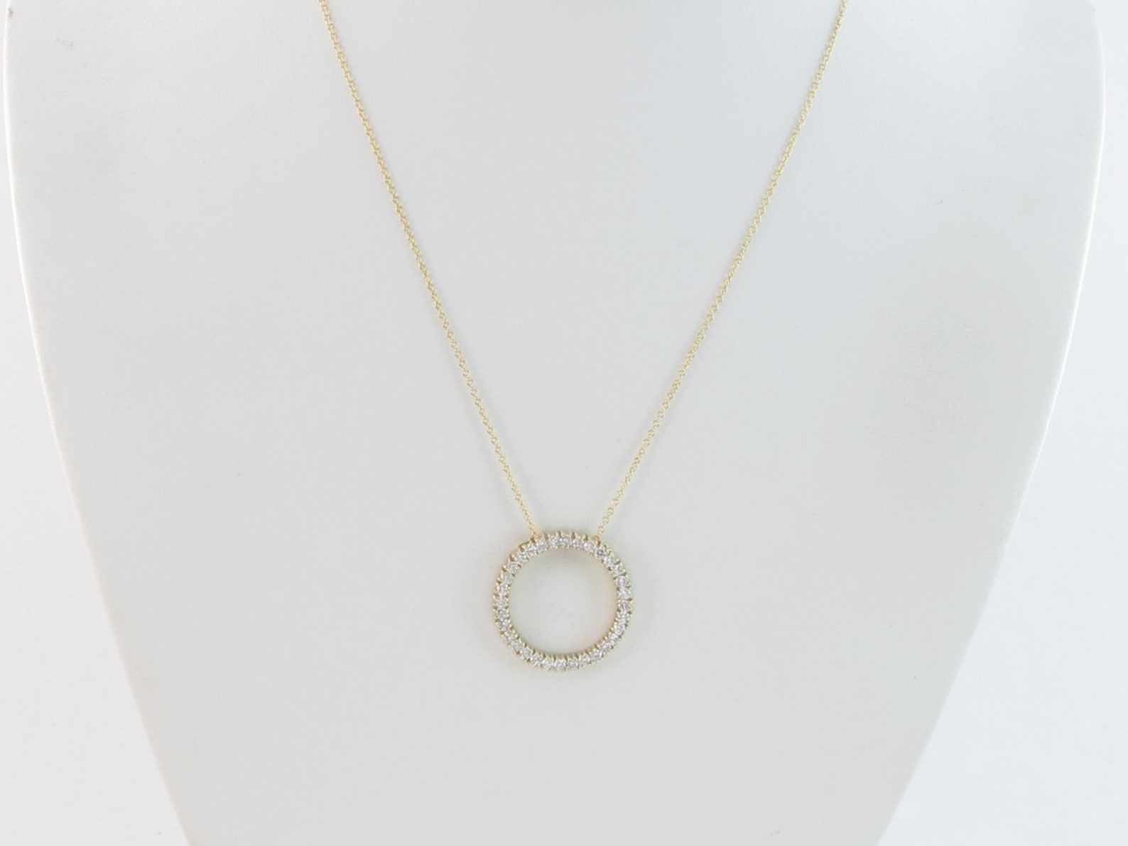 14k Yellow Gold Eternity Circle of Life Diamond Necklace 16" 18" 20" - Etsy