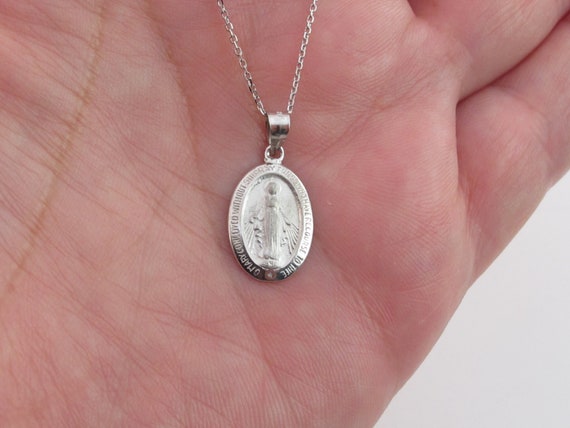 Virgin mary necklace white gold store