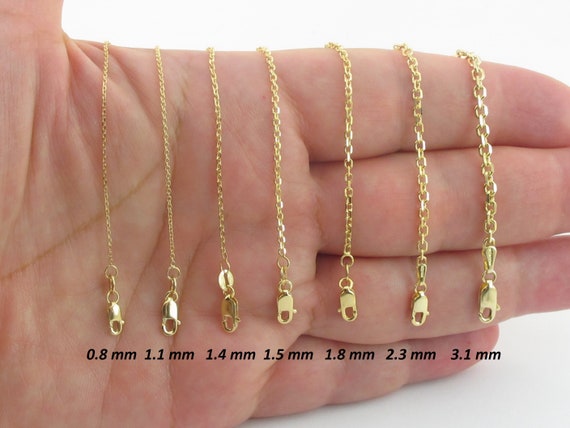 14k Solid Yellow Gold Diamond Cut Cable Chain 16 - Etsy