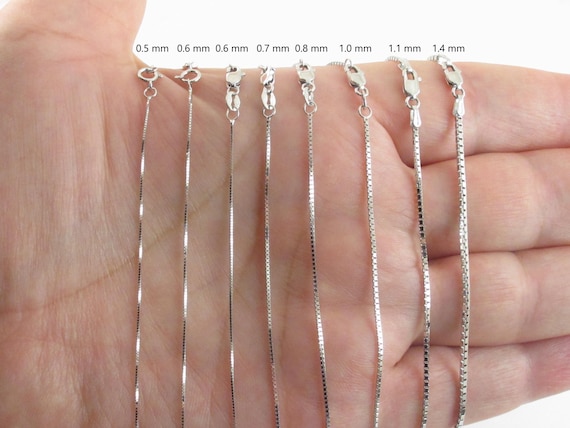 14k Solid White Gold Box Chain 16 18 20 22 24 30 0.5 Mm 0.6 Mm 0.7 Mm 0.8 Mm 1.0 Mm 1.1 Mm 1.4 Mm Chain for Women and Men Etsy
