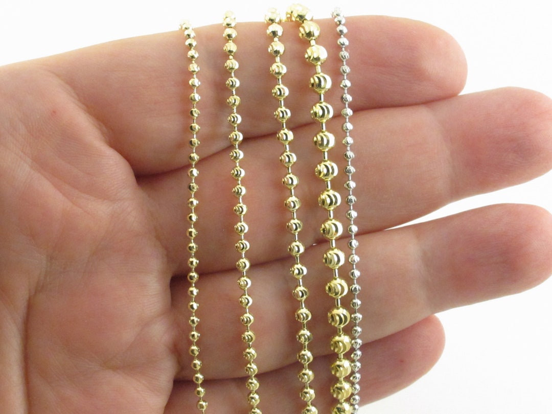 14k Gold Mooncut Ball Chain Necklace: Sparkly Stylish Jewelry - Etsy