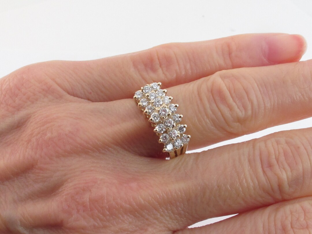 14k Solid Yellow Gold Diamond Pyramid Ring - Etsy