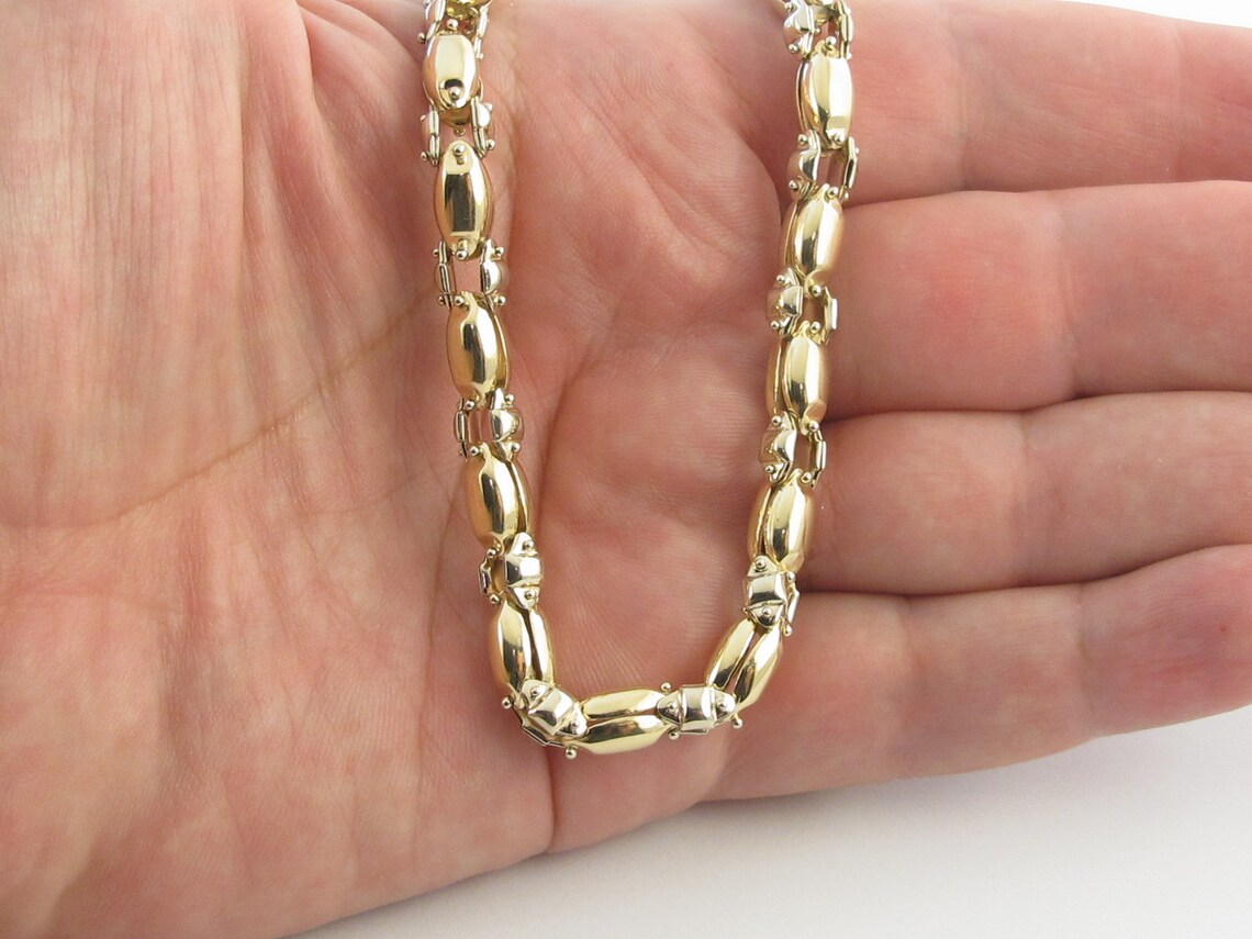 14K Gold Men's Bullet Link Chain Necklace 24 | Etsy