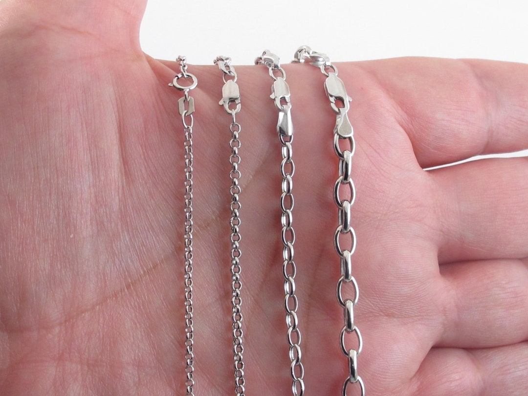 14k White Gold Rolo Chain Necklace (1.9-4.6 Mm) - Etsy