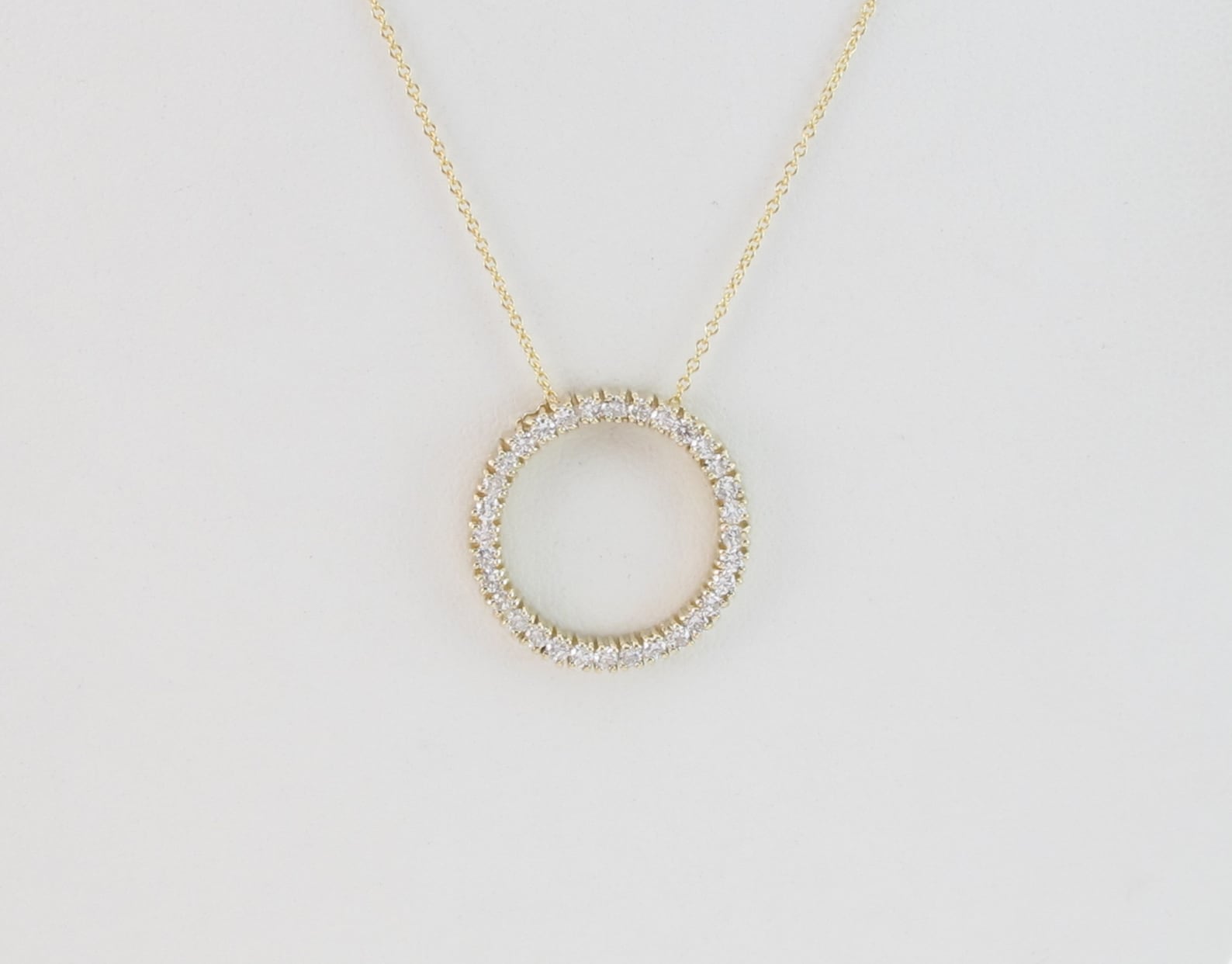 14k Yellow Gold Eternity Circle of Life Diamond Necklace 16" 18" 20" - Etsy