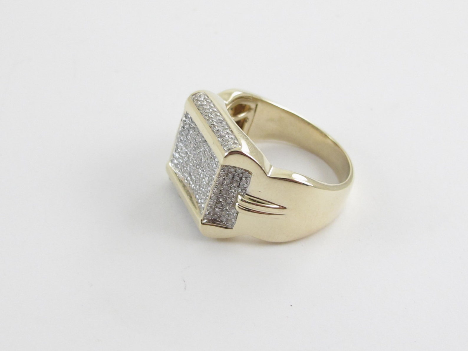 10K Yellow Gold Men's Diamond Ring Elegant Ring With | Etsy