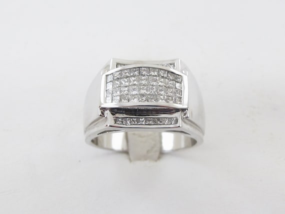 14K White Gold Men's Diamond Ring Size 11 Elegant 14k | Etsy