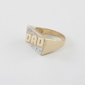 14K Yellow Gold Diamond Dad Ring - Elegant Diamond Ring for Dad - Etsy