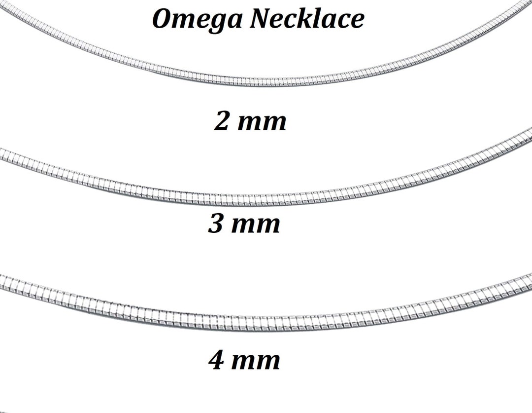 14k White Gold Classic Omega Necklace 16" 18" 20"- 2 Mm - 6 Mm Wide ...