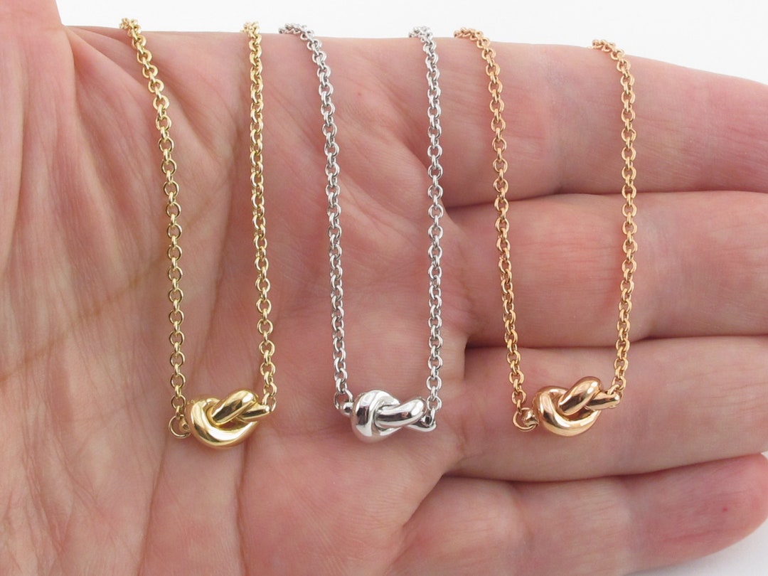 14k Gold Love Knot Necklace: Adjustable Rolo Chain - Etsy