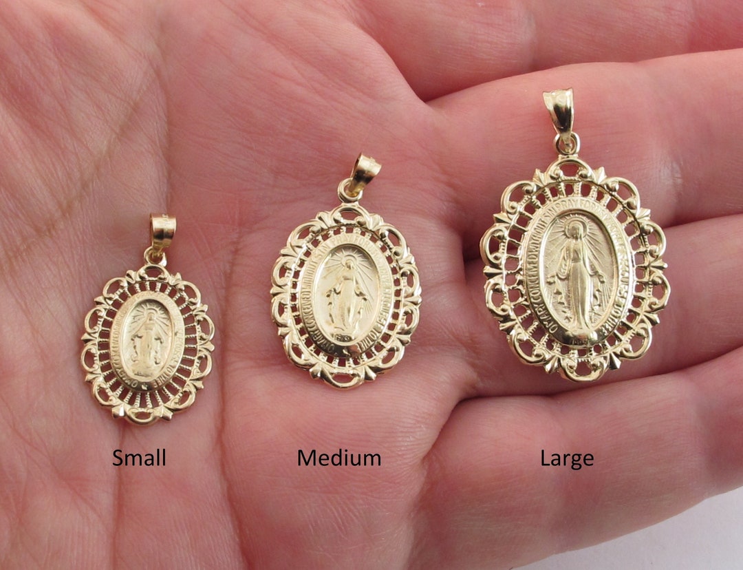 14k Solid Yellow Gold Virgin Mary Charm Pendant - Small Medium Large - Etsy