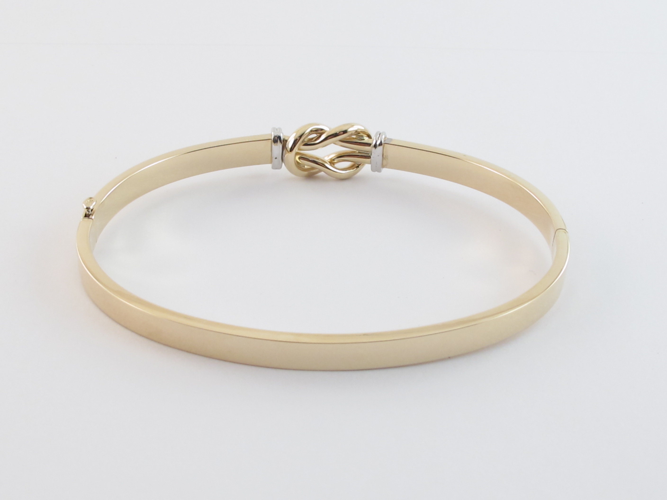 14k Gold Love Knot Bangle Bracelet - Stylish Two Tone Bangle - Etsy