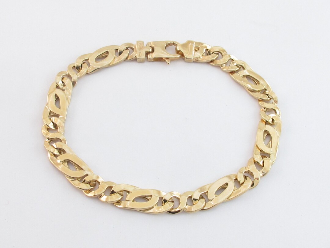 14k Yellow Gold Men's Tiger Eye Link Bracelet 8 1/2" - Etsy