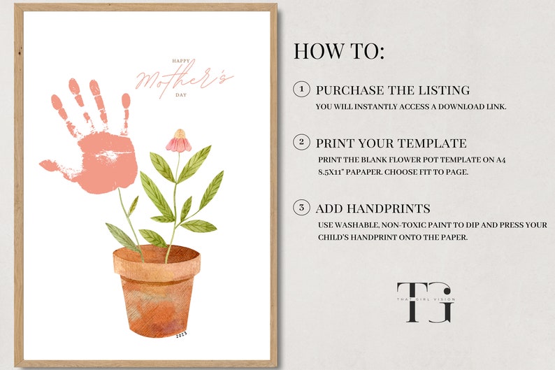 Mother's Day Printable Handprint Craft DIY for Mother Grandma From ...