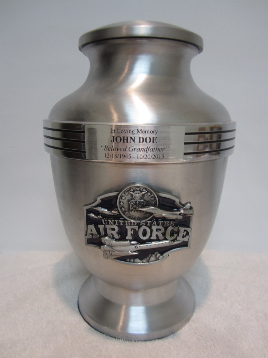 843 Air Force Military Adult Solid Aluminum Cremation Urn Free