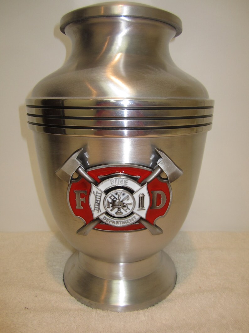 831 Fire Fighter Firemen Adult Solid Aluminum Cremation Urn, Free ...