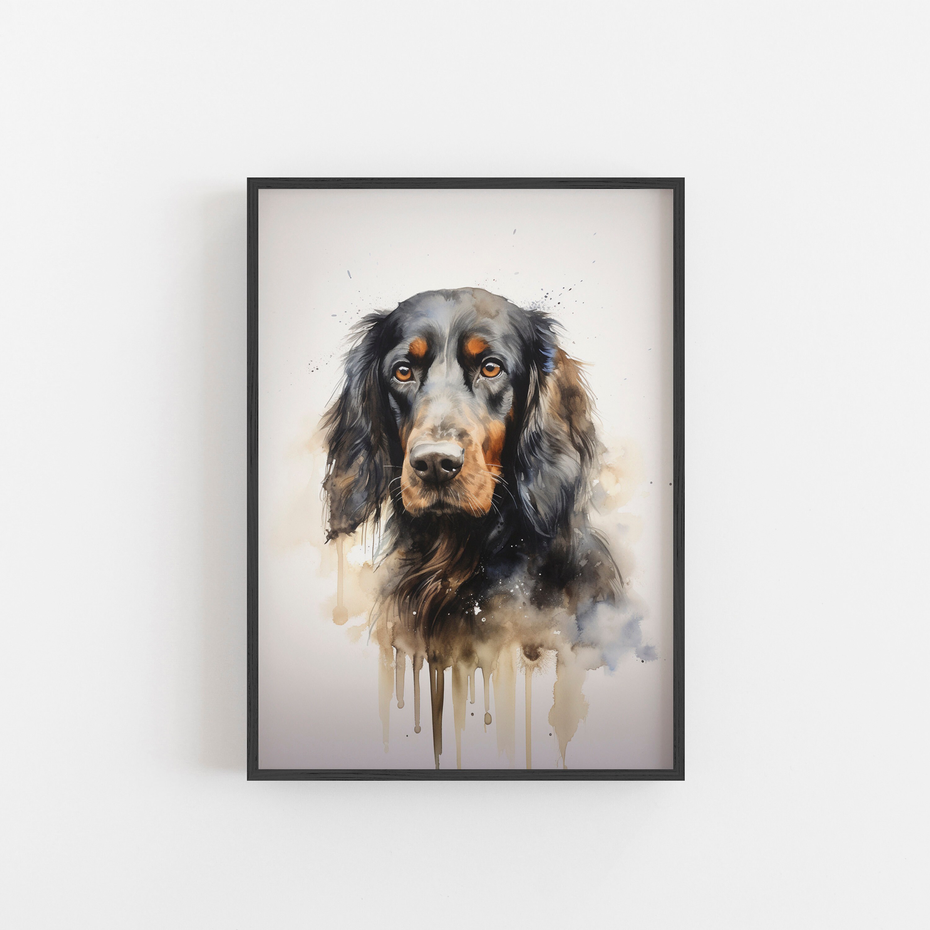 Gordon Setter Watercolour Painting Illustration Drawing Pet Portrait ...