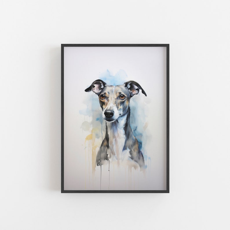 Whippet Watercolour Painting Illustration Drawing Pet Portrait Clip Art ...